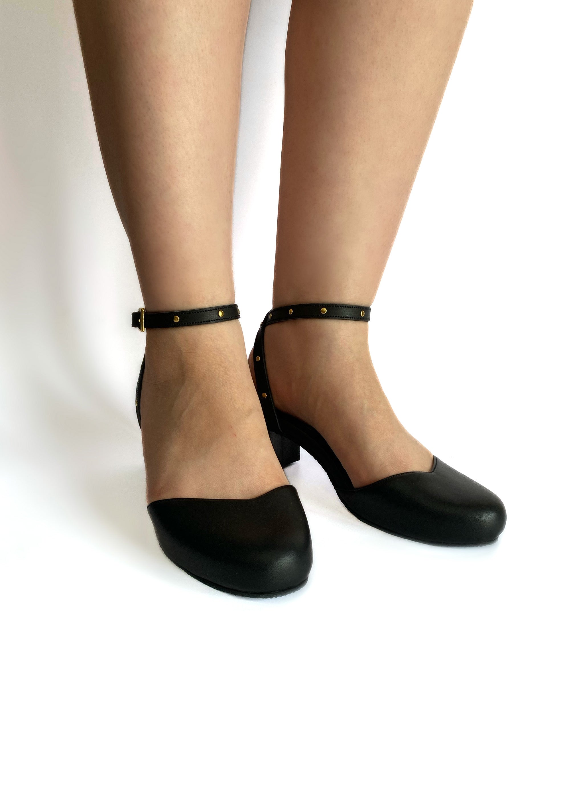 Phoebe Heel - Black Leather – Eva Isabella